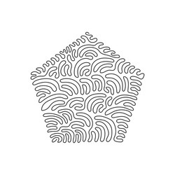 Single one line drawing geometric shapes pentagon Vector Image