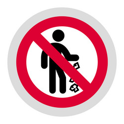 No trash prohibited sign forbidden round sticker Vector Image
