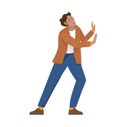 A man in suit is pushing something person Vector Image