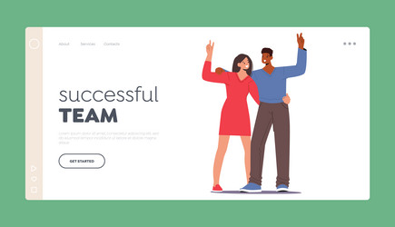 Join our team landing page template beaming woman Vector Image