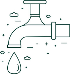 Water tap thin line icon tap linear outline Vector Image