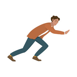 Man is pushing something cartoon style a Vector Image