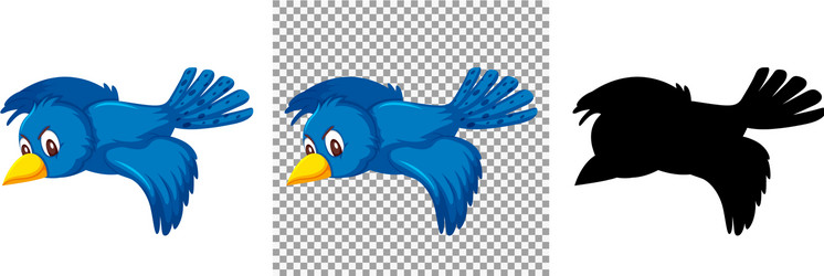 Cute blue bird cartoon character Royalty Free Vector Image