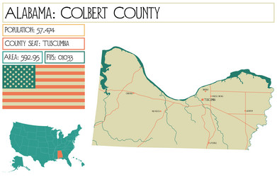 Map of colbert county in alabama usa Royalty Free Vector