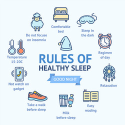 Cartoon rules of healthy sleep infographics Vector Image