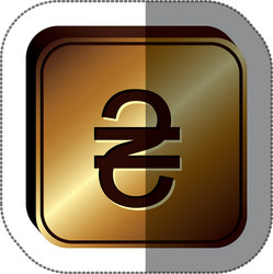 Sticker golden square with currency symbol Vector Image