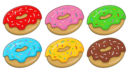 Colorful donuts with sprinkles Royalty Free Vector Image