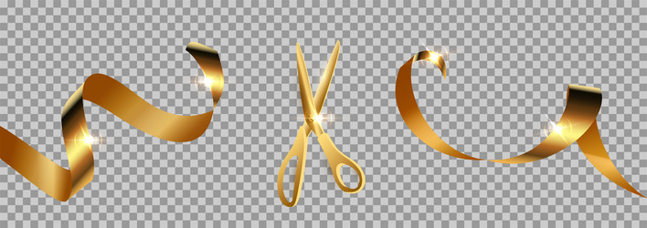 Scissors and ribbons set Royalty Free Vector Image