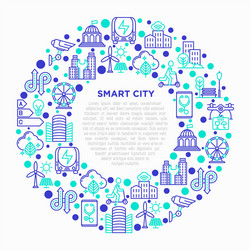 Smart city infographics in circle Royalty Free Vector Image