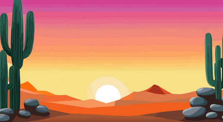 Desert landscape sun set abstract art background Vector Image