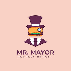 Mr mayor burger food restaurant logo icon mascot Vector Image
