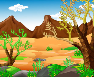 Cool desert landscape with mountain cartoon Vector Image