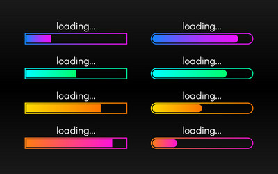 Loading bar collection status set color Royalty Free Vector