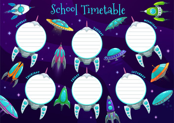 Space galaxy universe school weekly timetable Vector Image