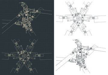 Helicopter main rotor drawings Royalty Free Vector Image