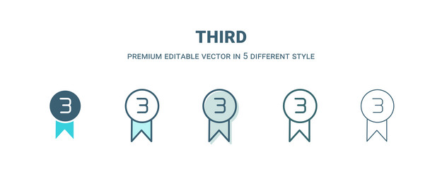 Third icon in 5 different style outline filled Vector Image
