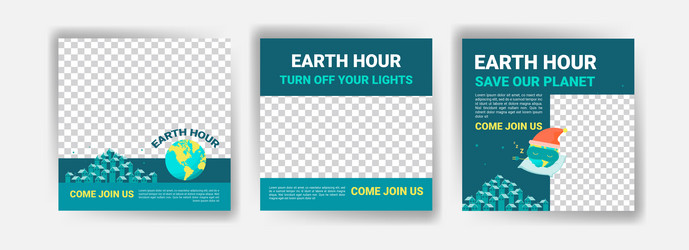 Earth hour banner climate change awareness Vector Image
