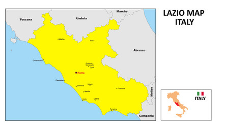 Lazio map state and district map of Royalty Free Vector