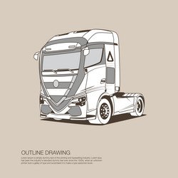 American container truck isolated outline drawing Vector Image