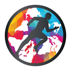 Running and marathon logo design Royalty Free Vector Image