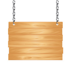 Wooden sign suspended on chains Royalty Free Vector Image