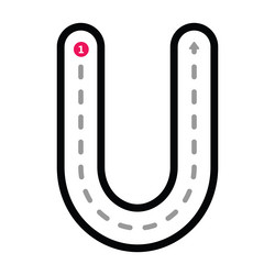 Tracing alphabet letter u prewriting dotted line Vector Image