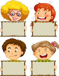 Blank sign template with cute girl on white Vector Image