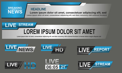 Broadcast news lower thirds template layout blue Vector Image