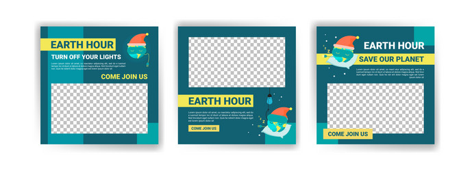 Earth hour banner climate change awareness Vector Image