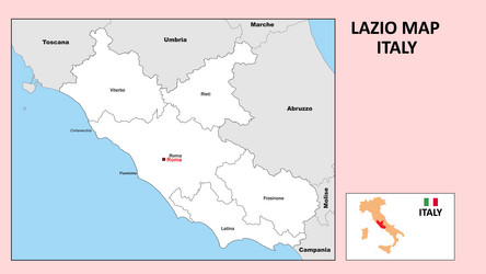 Lazio map state and district map of Royalty Free Vector