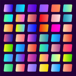 Set 21 colorful gradient buttons on dark Vector Image