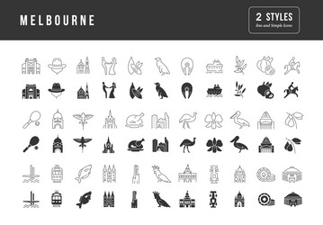 Set of simple icons melbourne Royalty Free Vector Image