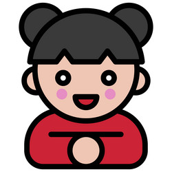 Chinese girl lunar new year solid icon Royalty Free Vector