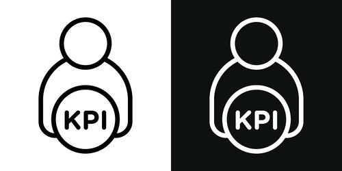 Kpi icon set performance key and management Vector Image