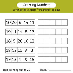 Addition number range up to 20 math worksheet Vector Image