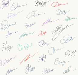 Autographs set collection of signatures Royalty Free Vector