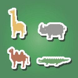 Color icons with wild animals Royalty Free Vector Image