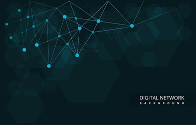 Golden hexagon digital network connection Vector Image