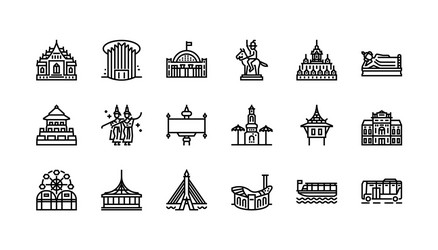 Set of thailand travel symbols and bangkok Vector Image