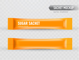 Realistic mock up of stick sachets front and back Vector Image