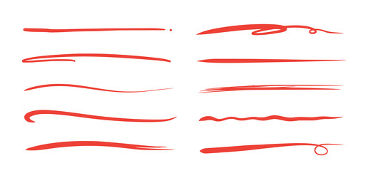 Red brush stroke underline marker pen highlight Vector Image