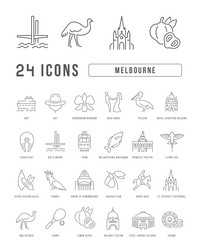 Set of linear icons melbourne Royalty Free Vector Image