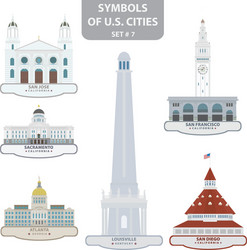 Symbols of us cities Royalty Free Vector Image