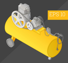 Blue air compressor side view on white Royalty Free Vector