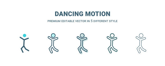 Dancer motion icon in 5 different style outline Vector Image