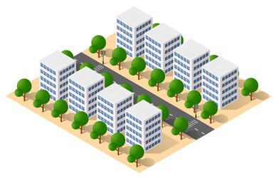Isometric 3d city urban area Royalty Free Vector Image