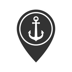 Map pointer with symbol anchor and sea port icon Vector Image