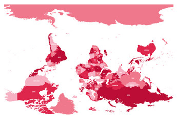 Reversed or upside down political map of world Vector Image