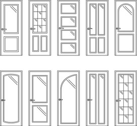 Set of interior doors outline design Royalty Free Vector