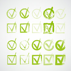 Set of hand-drawn check marks sketch watercolor Vector Image